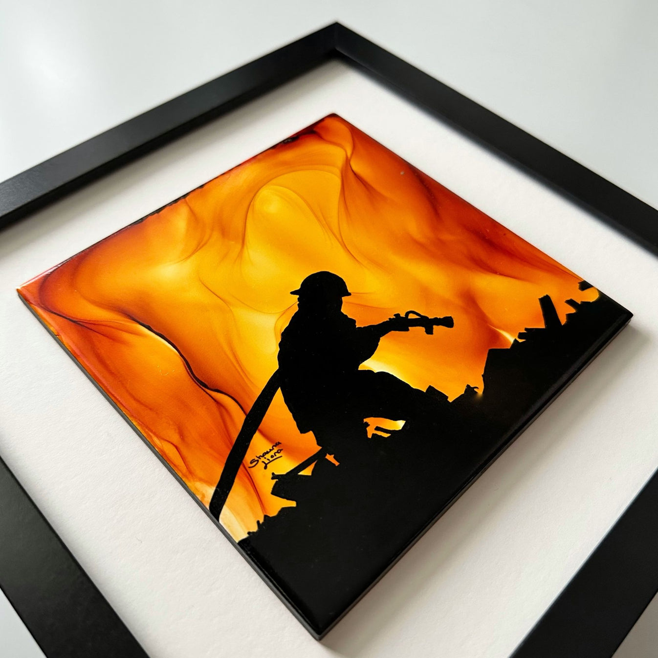 Overhaul - Original - 10" x 10" Framed – Shauna | Fire Art