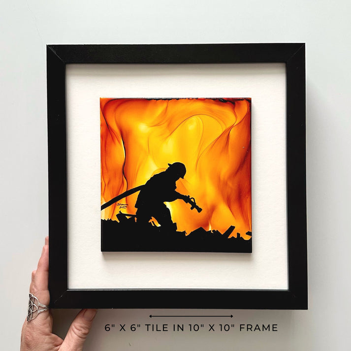 Overhaul - Original - 10" x 10" Framed – Fire-Made Art by Shauna Liora